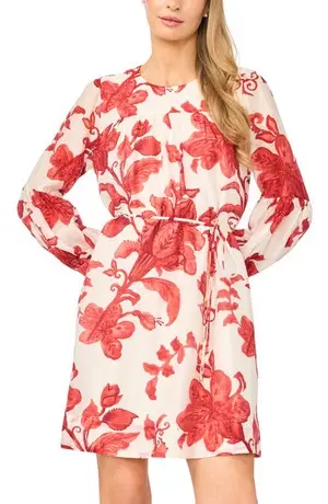 Halogen Floral Balloon Sleeve Dress