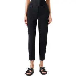 Akris Franco Stretch Cotton Gabardine Slim Ankle Pants - Black