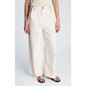 KENNETH COLE Adjustable Waist Wide Leg Pants - Pure White