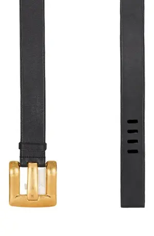 Balmain Calfskin Leather Belt With Anthem Buckle