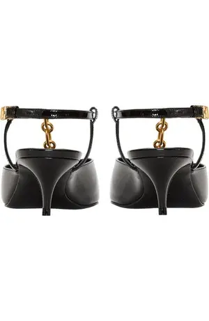 Balmain Sync Chain Kitten Slingbacks In Patent Leather