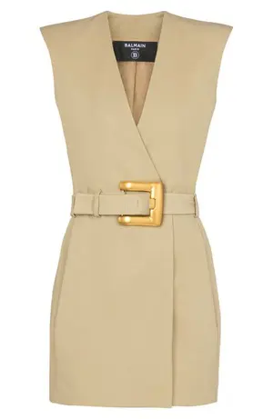 Balmain Belted Gabardine Mini Dress