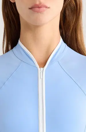 Hunza G Tyra Raglan Sleeve One-piece Rashguard Swimsuit