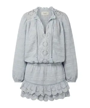 Isabel Marant Étoile Preya Ruffled Cotton Mini Dress - Light Blue