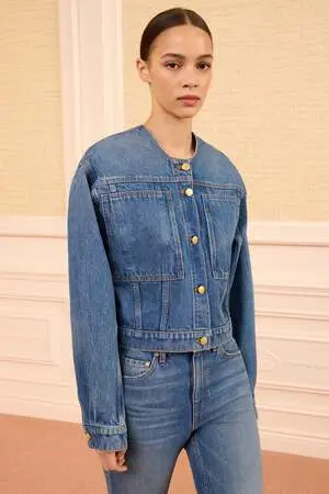 Ulla Johnson The Briar Collarless Denim Jacket - Danube