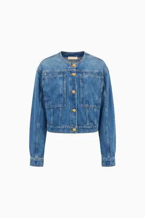 ULLA JOHNSON The Briar Collarless Denim Jacket