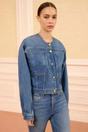 Ulla Johnson The Briar Collarless Denim Jacket - Danube