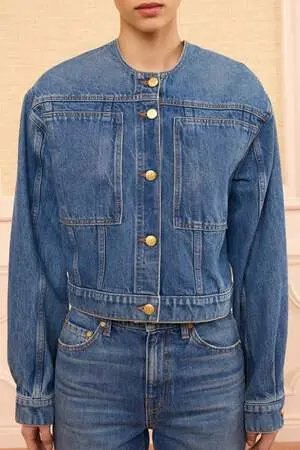 Ulla Johnson The Briar Collarless Denim Jacket - Danube