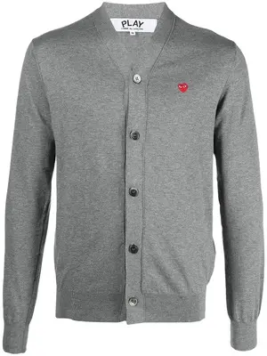 Play Comme Des Garcon Logo-embroidered Buttoned Cardigan