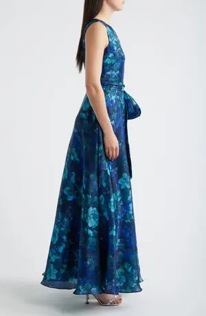 Eliza J One-shoulder Floral Print Gown