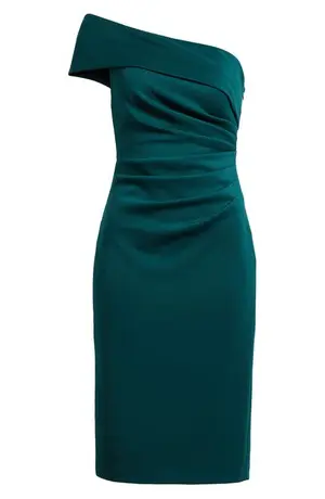 Eliza J One-shoulder Ruched Satin Cocktail Dress