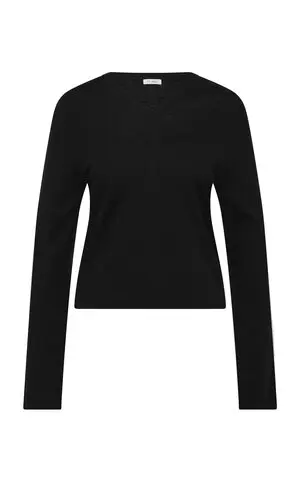 ST. AGNI V-neck Merino Wool Sweater - Black