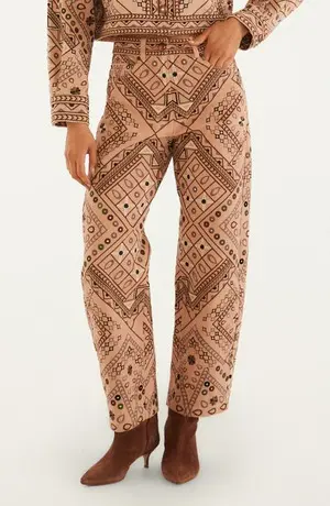 Farm Rio Cosmopolitan Straight Leg Jeans - Light Pink