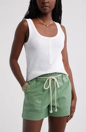 Caslon Cotton Blend Rib Henley Tank - White