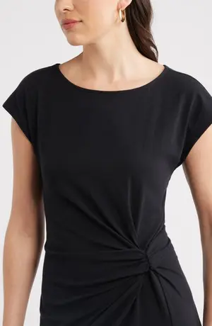 Caslon Twist Cotton Blend Knit Midi Dress - Black
