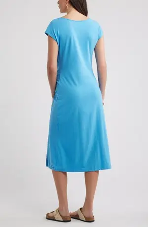 Caslon Twist Cotton Blend Knit Midi Dress - Blue Maya