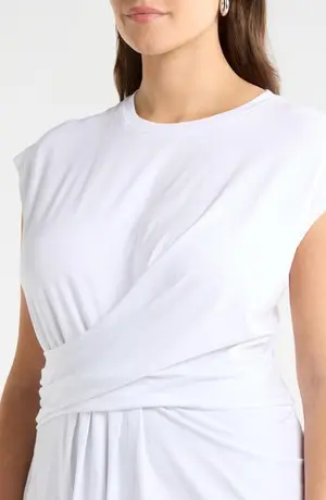 Nordstrom Cap Sleeve Drape Front Top - White