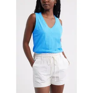 Caslon Cotton Blend Slub Swing Tank - Blue Maya