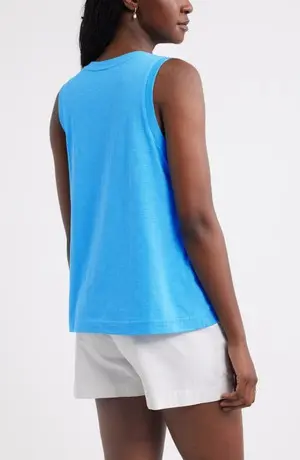 Caslon Cotton Blend Slub Swing Tank - Blue Maya