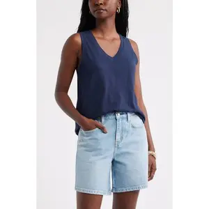 Caslon Cotton Blend Slub Swing Tank - Navy Still