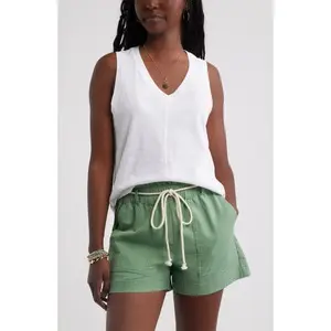 Caslon Cotton Blend Slub Swing Tank - White
