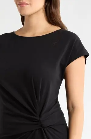 Caslon Twist Cotton Blend Knit Midi Dress - Black