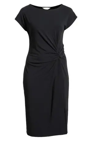 Caslon Twist Cotton Blend Knit Midi Dress - Black
