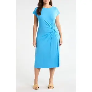 Caslon Twist Cotton Blend Knit Midi Dress - Blue Maya