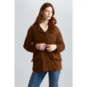 FURNIQ UK Dahlia Suede Shirt Jacket - Brown