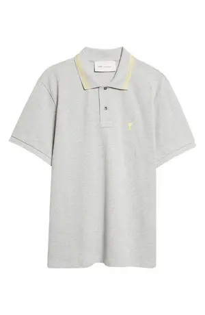 AMI Paris De Coeur Embroidered Cotton Piqué Polo