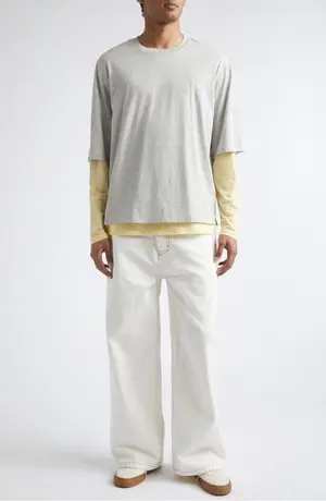 AMI Paris Wide-leg Jeans In Creamy Wash