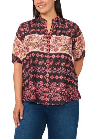 CECE DUPRAZ Ruffle Print Top