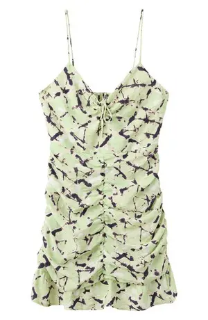Mango Tie Dye Front Keyhole Ruched Mini Dress