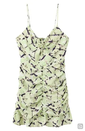 Mango Tie Dye Front Keyhole Ruched Mini Dress