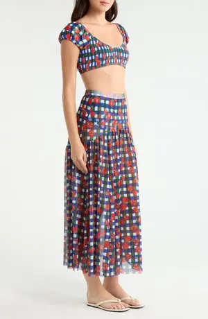 HUTCH Maeden Floral Cover-up Midi Skirt