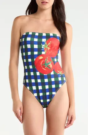 HUTCH Tavy Gingham Convertible One-piece Swimsuit - Blue/green