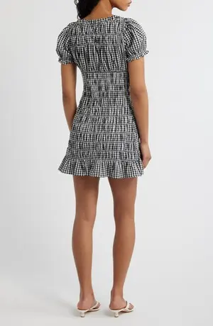 Lulus Darby Cap Sleeve Gingham Minidress