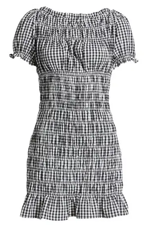 Lulus Darby Cap Sleeve Gingham Minidress