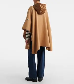 Moncler Belted Wool-blend Cape - Beige