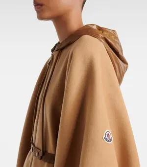 Moncler Belted Wool-blend Cape - Beige