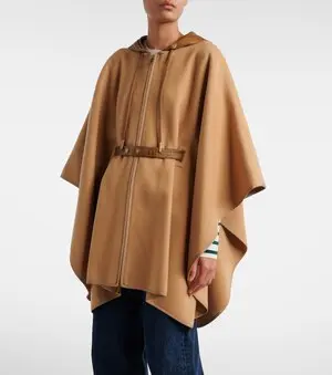 Moncler Belted Wool-blend Cape - Beige