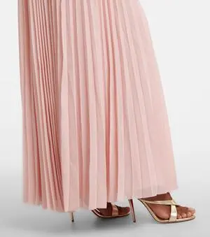 Solace London Britt Pleated Strapless Gown