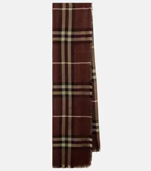 Burberry Check Wool And Silk Scarf - Burgundy
