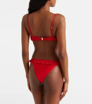 Faithfull The Brand Esterel Ruffled Bikini Bottoms - Red