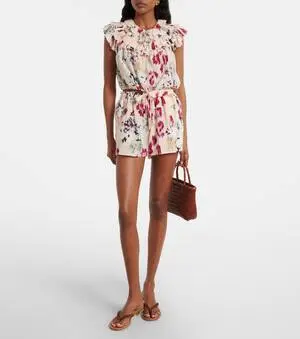 Ulla Johnson Eleonore Floral Ruffled Silk Crop Top