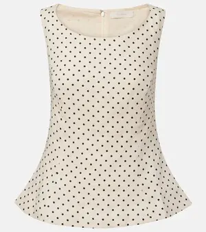 Faithfull The Brand Iria Polka Dot Linen Top - Beige