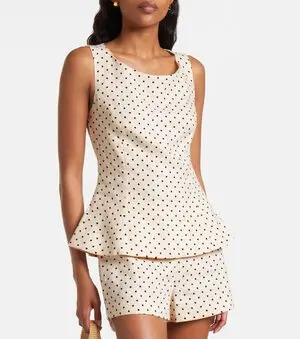 Faithfull The Brand Iria Polka Dot Linen Top - Beige