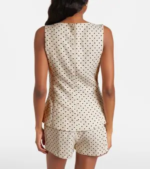 Faithfull The Brand Iria Polka Dot Linen Top - Beige