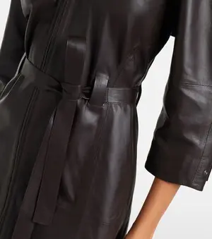 Victoria Beckham Leather Midi Dress - Brown
