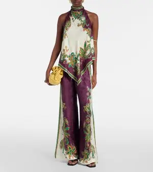 ALEMAIS Ruthie Floral Halterneck Top - Purple